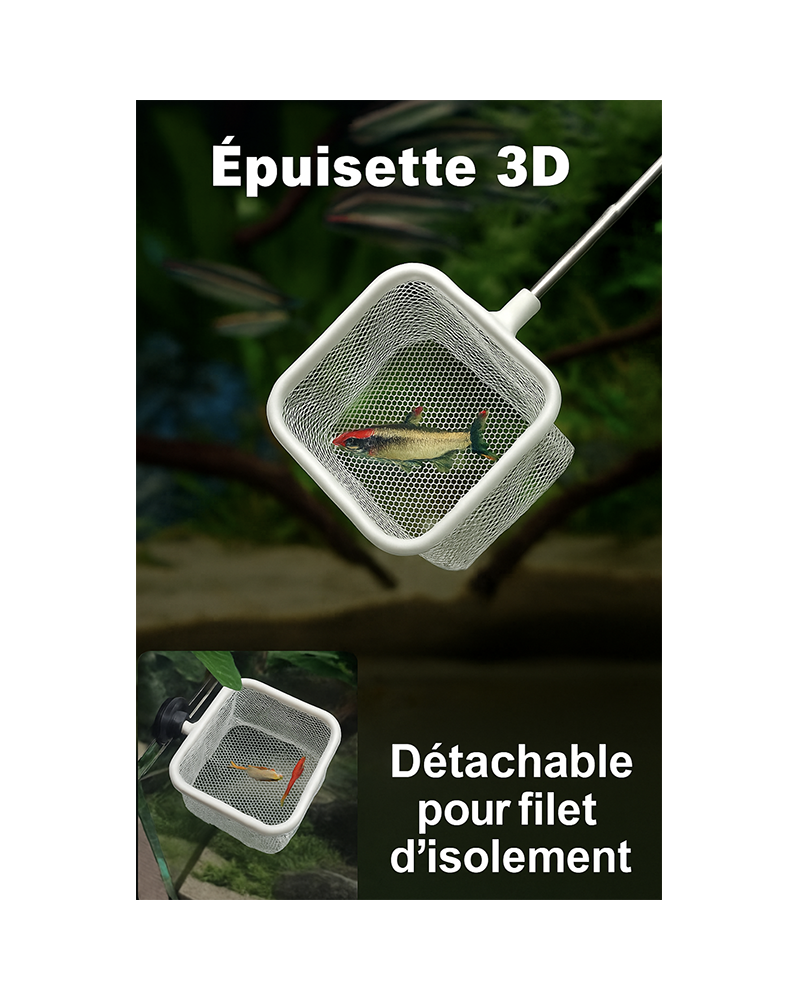 Epuisette Télescopique Carré 8x8cm - Filet Amovible Epuisette 3D té...